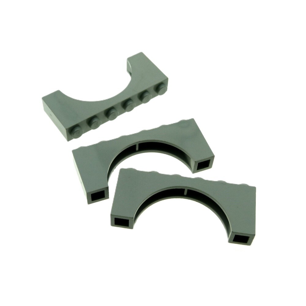 3x LEGO Arch Stone 1x6x2 Alt-Hell Grey Arches Round Arch Bridge Gate ...