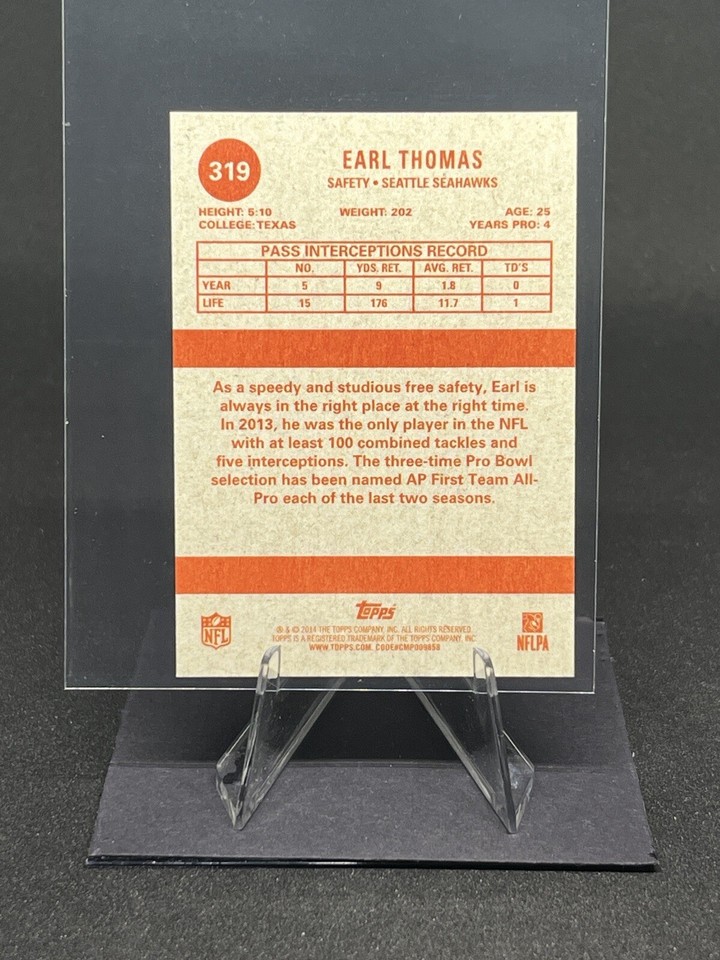 2014 Topps 1963 Design Mini EARL THOMAS Seattle Seahawks NFL Football ...