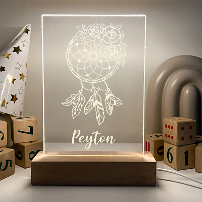 Personalized LED Light Up Wood Lamp Stand Ladies Mom Flowers Room Décor ...