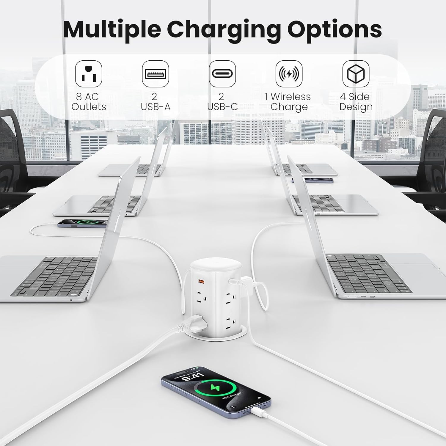 Pop Up Countertop Outlet 15W Wireless Charger 8 AC 4 USB Concealed ...