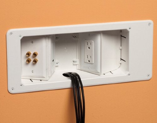 Arlington TVB713 3-Gang Angled TV Box Recessed Outlet Wall Plate Kit ...