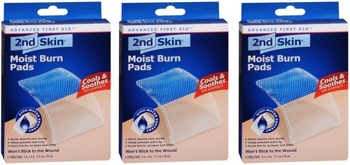 2nd Skin First Aid Moist Burn Pads Large Size 3" x 4" Sterile Pads 3ct ...