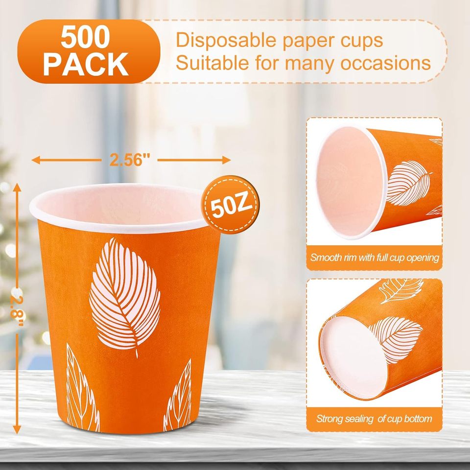 500 Pack 5Oz Disposable Paper Cups, Small Disposable Cups, Colorful ...