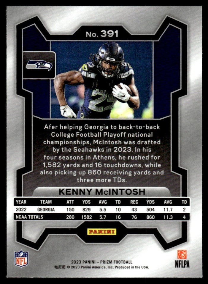 2023 Panini Prizm Rookie Kenny McIntosh Rookie Seattle Seahawks #391 | eBay