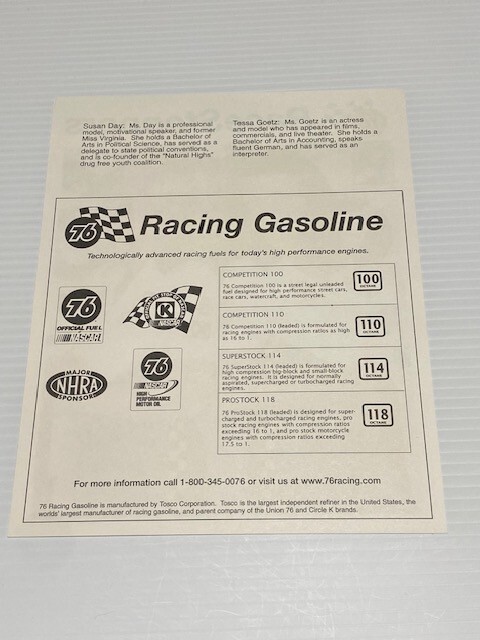 Vintage 1999 Union 76 RaceStoppers Nascar Postcard / Handout | eBay