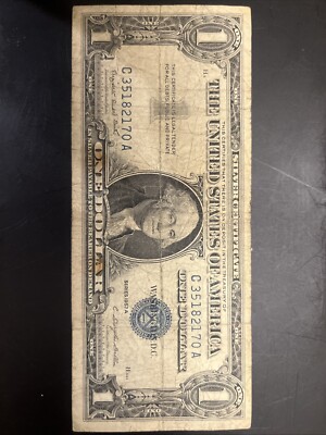 1957 Silver Certificate Rare Dollar Bill Blue Seal Old US Bill $1 Money ...