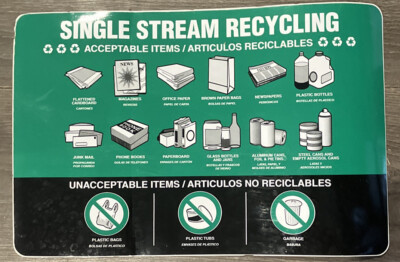 Single Stream Recycling Vinyl Sticker/Decal 12.5” x 8 1/8” Free ...
