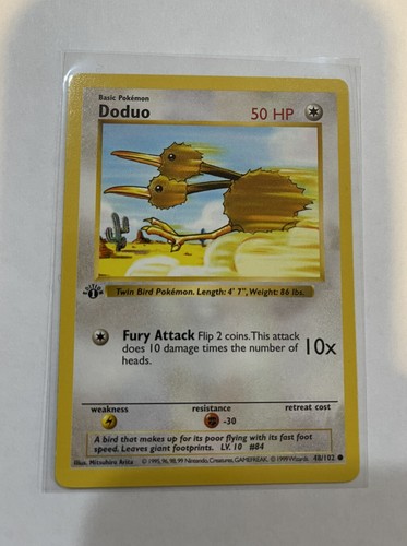 Pokemon Doduo 48/102 1st Edition Base Set 1999 Pokemon Game Shadowless ...