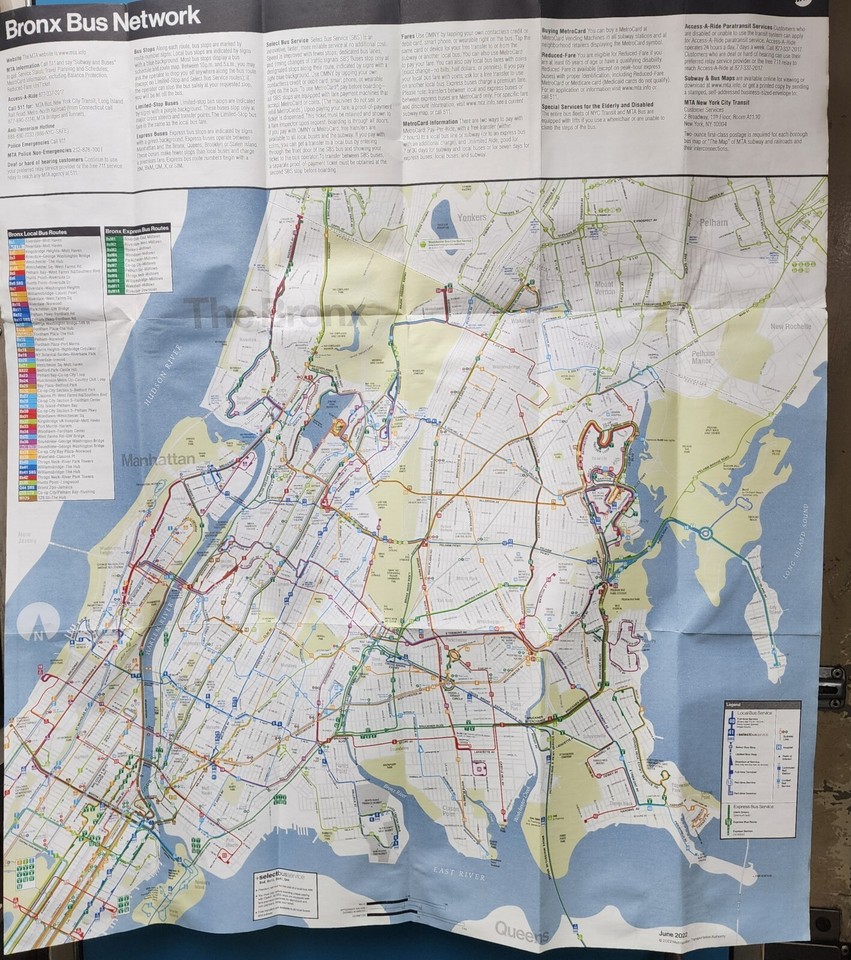 2022 MTA New York City Transit Bronx Borough Bus Map | eBay