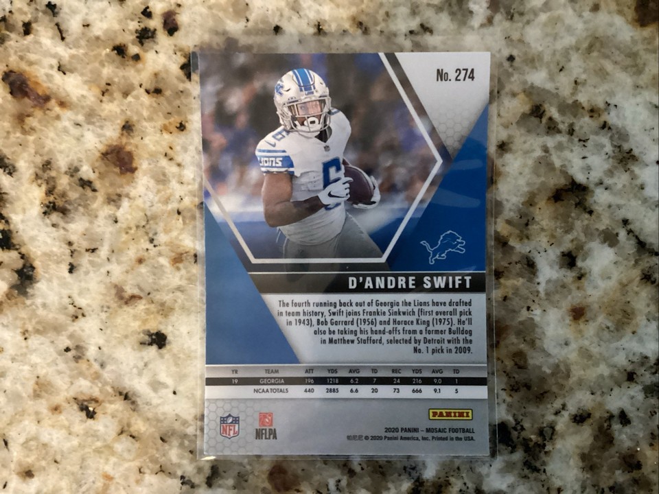2020 Deandre Swift Mosaic NFL Debut! Lions Card No 274 | eBay