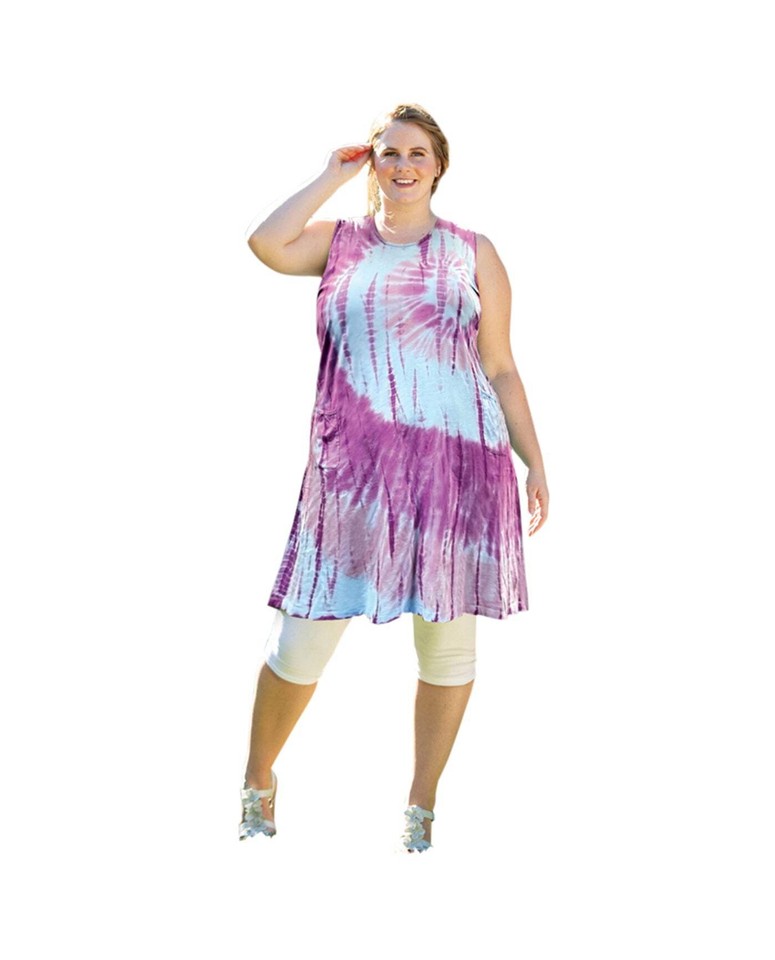 On The Plus Side Tie Dye Sleeveless 100% Cotton Ana Plus Size Tank ...