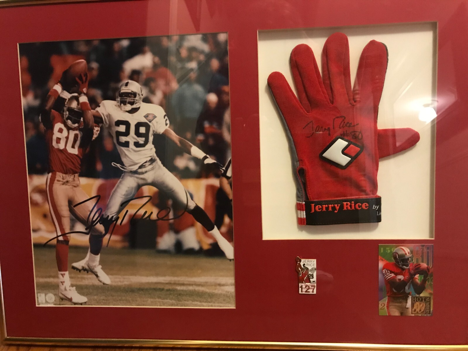 RARE Jerry Rice's Glove while getting 127 TD with Auto photo, 127 pin ...