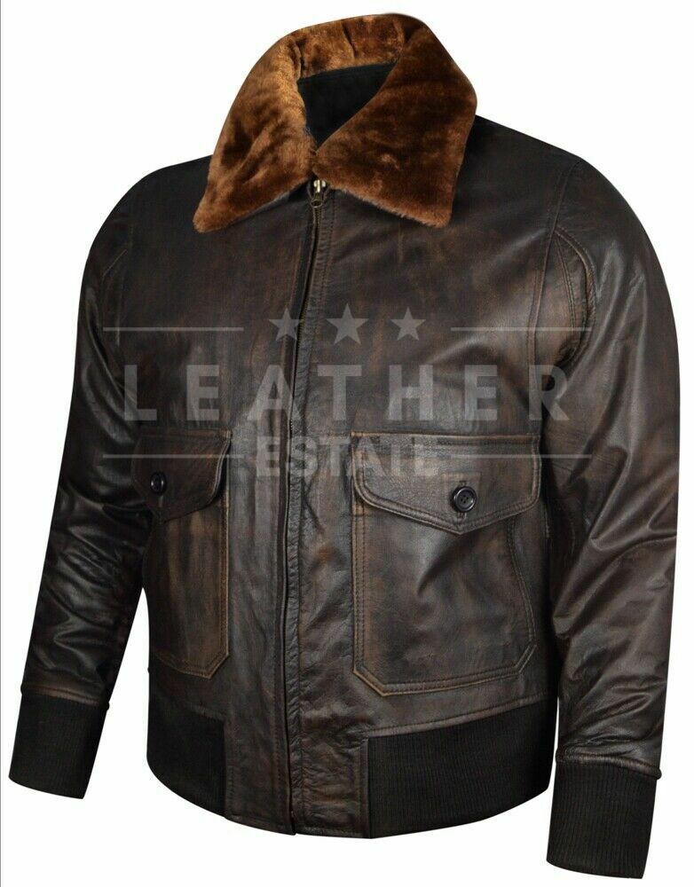 Navy G-1 WWII Flight Bomber Pilot Genuine Distressed Leather Brown ...