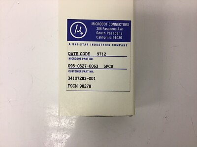 5 NEW Malco 095-0527-0063 Microdot Connectors 34107283-001 | eBay