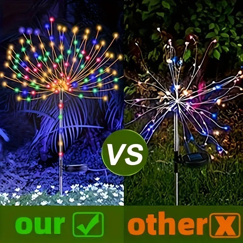 8PCS Solar Fireworks Lights Outdoor Christmas Garden Yard Decor 8 Modes ...