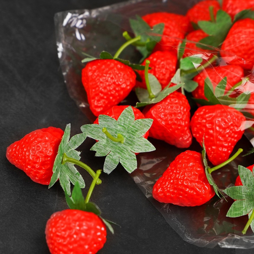 40 Pcs Realistic Fake Strawberry Simulated Fruits Dollhouse Miniatures ...