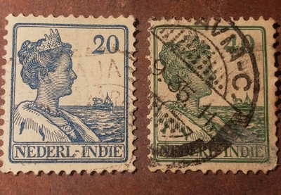 GM188 Nederl-Indie 20&40 C QUEEN WILHELMINA USED 2 STAMPS | eBay