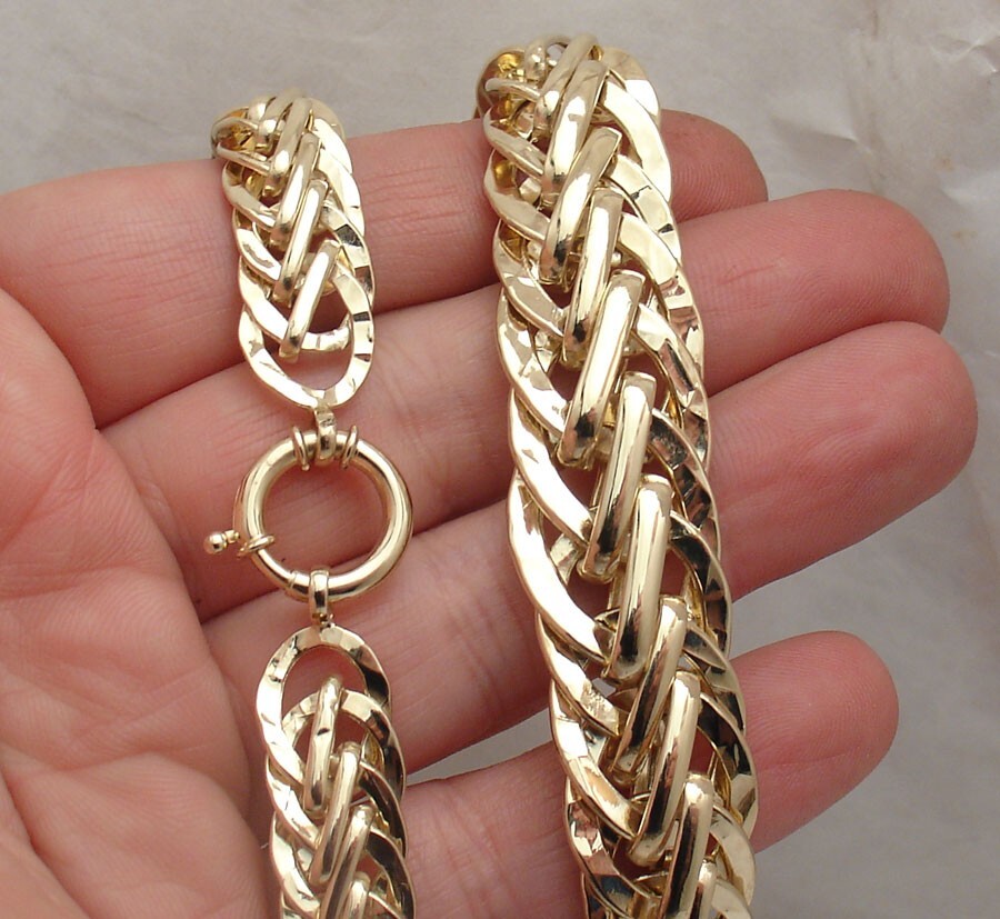 Graduated Hammered Multi Oval Sedusa Link Chain Necklace Real 14K ...