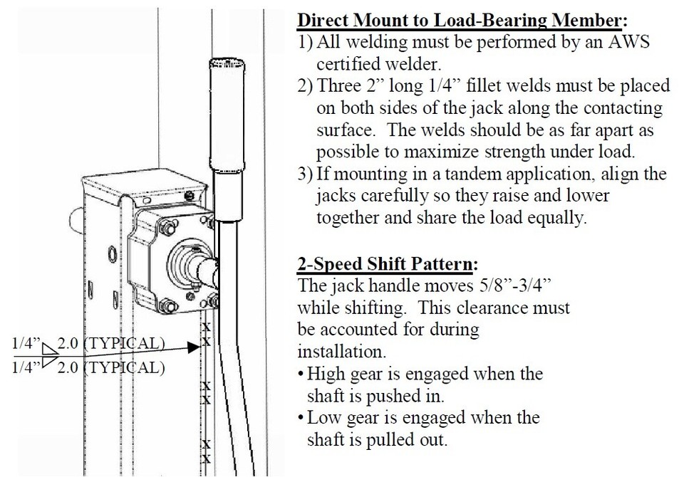 Bulldog 2-Speed 12K Square Trailer Jack Drop Leg Non Spring 12.5" Lift ...