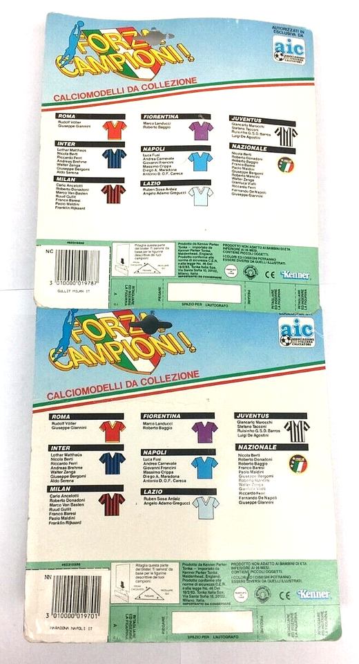 KENNER Forza Campioni! Ruud GULLIT Diego MARADONA Figure + Card FUTBOL ...