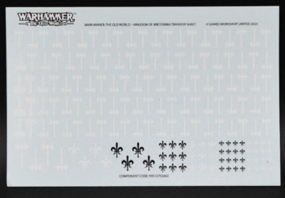 Warhammer TOW Kingdom of Bretonnian Transfer Sheet | eBay
