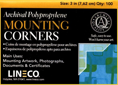 Lineco Full View Corners 100 pcs., Size: 3 in. Mount photos EZ (bin804 ...