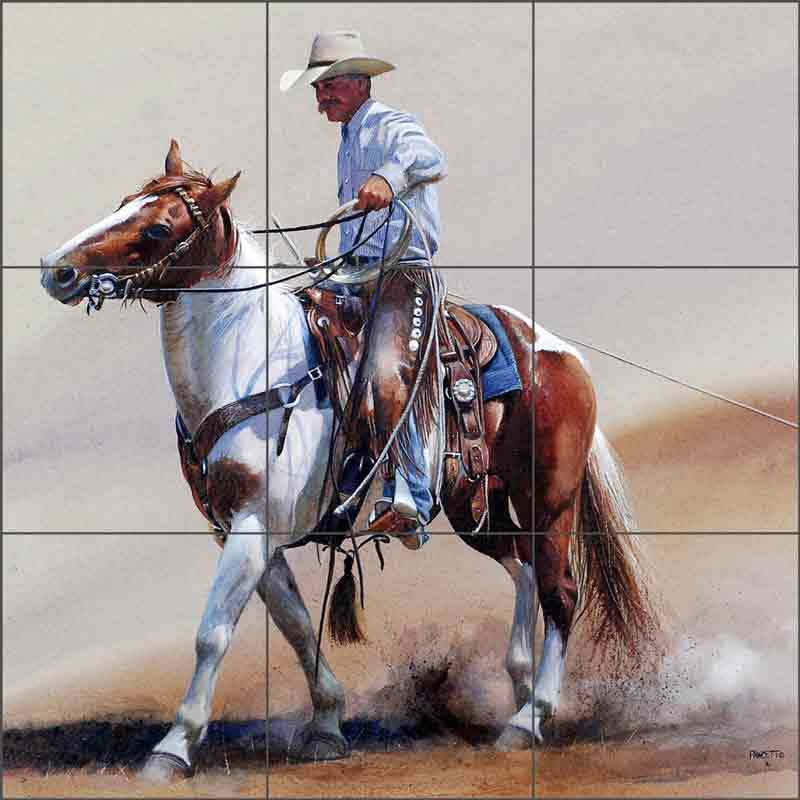 Western Tile Backsplash Fawcett Cowboy Art Ceramic Mural JFA014 | eBay