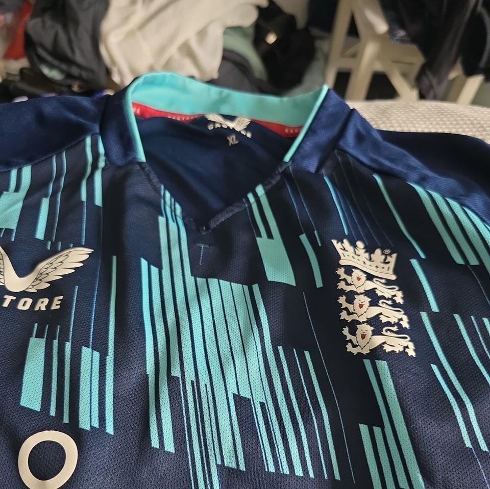 Castore Ecb England Blue Cricket Top Tshirt Sz L | eBay