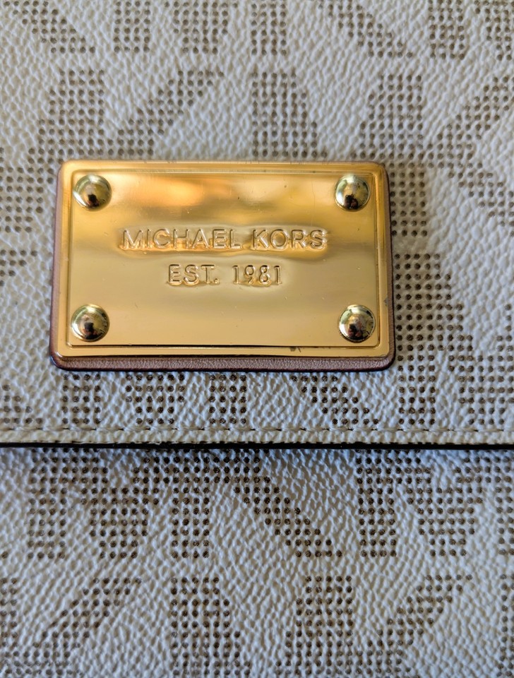 Michael Kors Small Crossbody Shoulder Purse – White with Signature MK ...