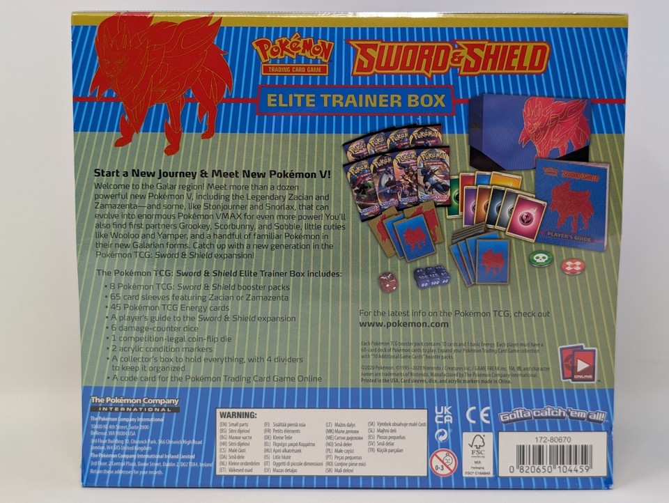 New Pokemon TCG Sword and Shield Base Set Elite Trainer Box Featuring ...