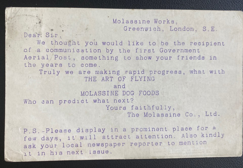 1911 London England First Coronation Flight Airmail Postcard Cover To ...