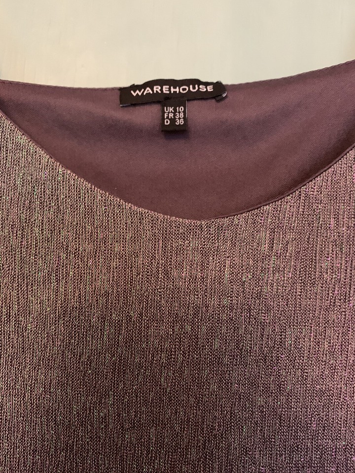 Warehouse Stunning Lilac/Pink/Green shimmer floaty vest - Size UK 10 ...