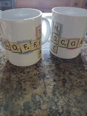 2 Scrabble Tiles Coffee Mug Hasbro Hot Cocoa Coffee Tea Unique Sherwood ...