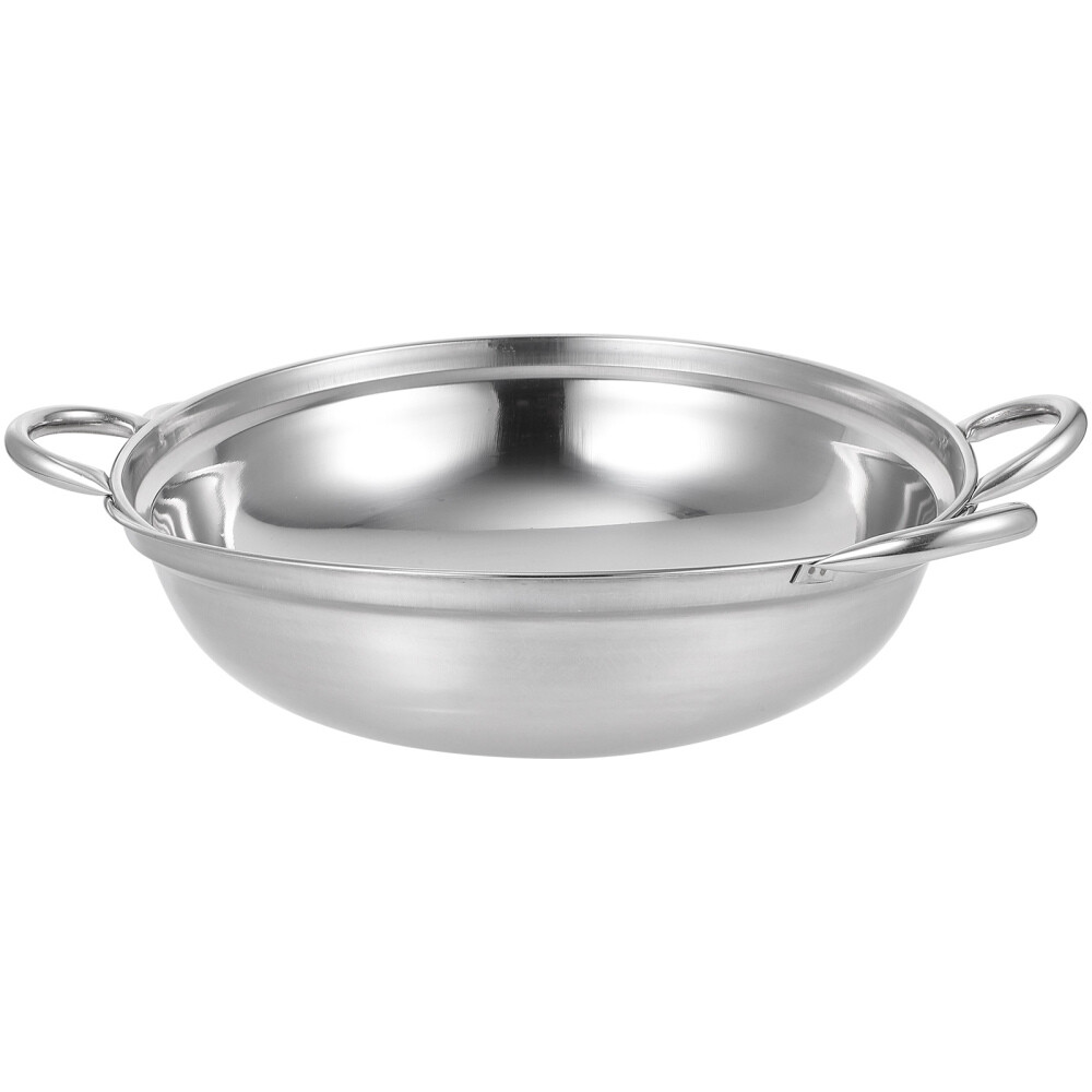 2 Pcs Pot Stainless Steel Work Individual Cooking Pan Woks Small Sauce ...
