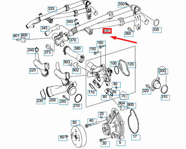 2013 OEM C250 A2712002452 MERCEDES Water Pump Pipe Cooling Line ...