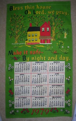 1979 VINTAGE CALENDAR TOWEL --- BLESS THIS HOUSE OH LORD WE PRAY | eBay
