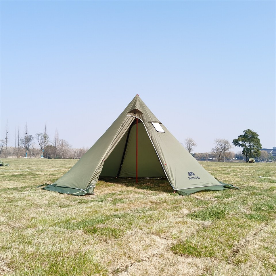 MCETO 4-6 People Tipi Hot Tent With Stove Jack Camping Pyramid Teepee ...