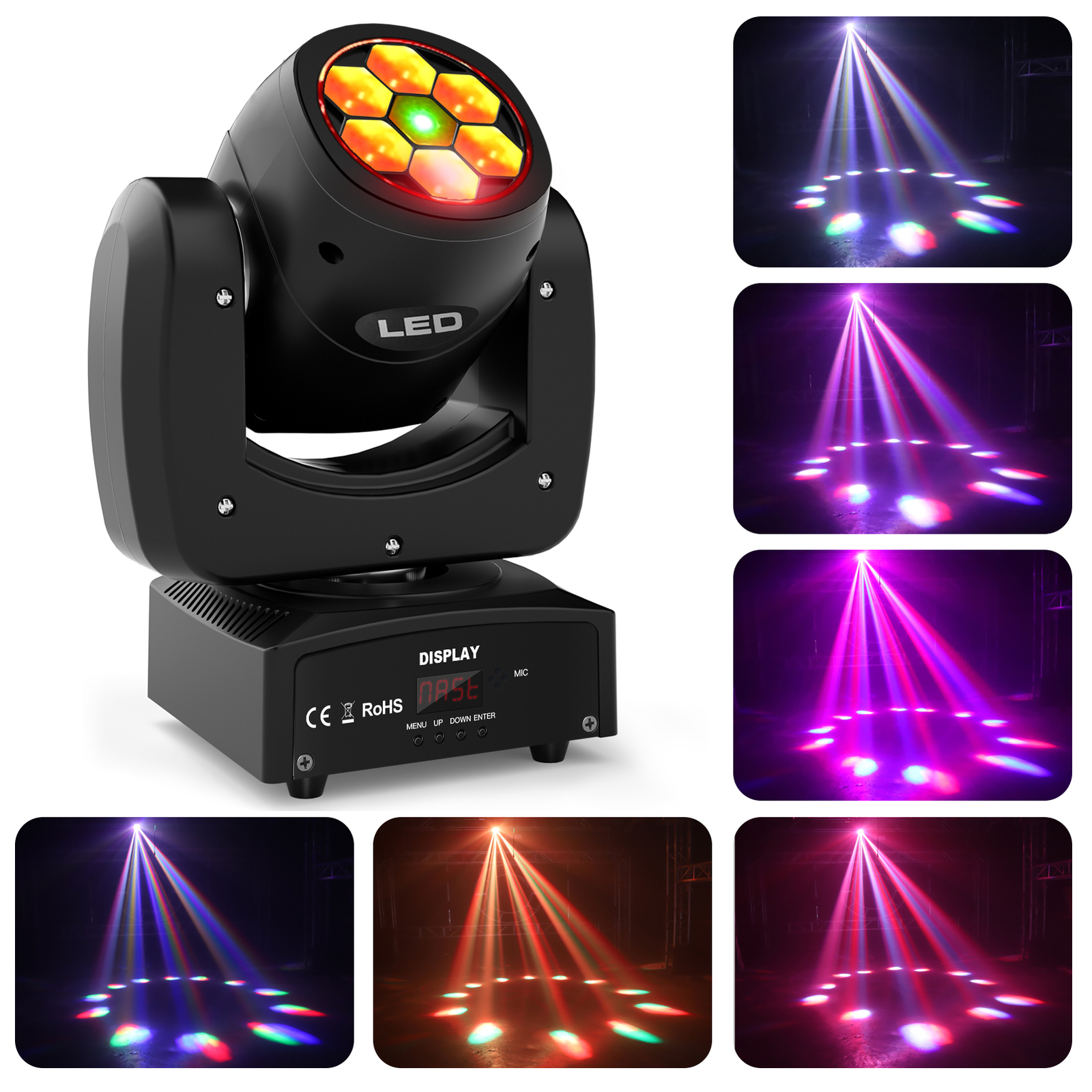 2PCS 150W Bee Eye Laser Moving Head 6LED Stage Light RGBW Gobo DMX Beam ...