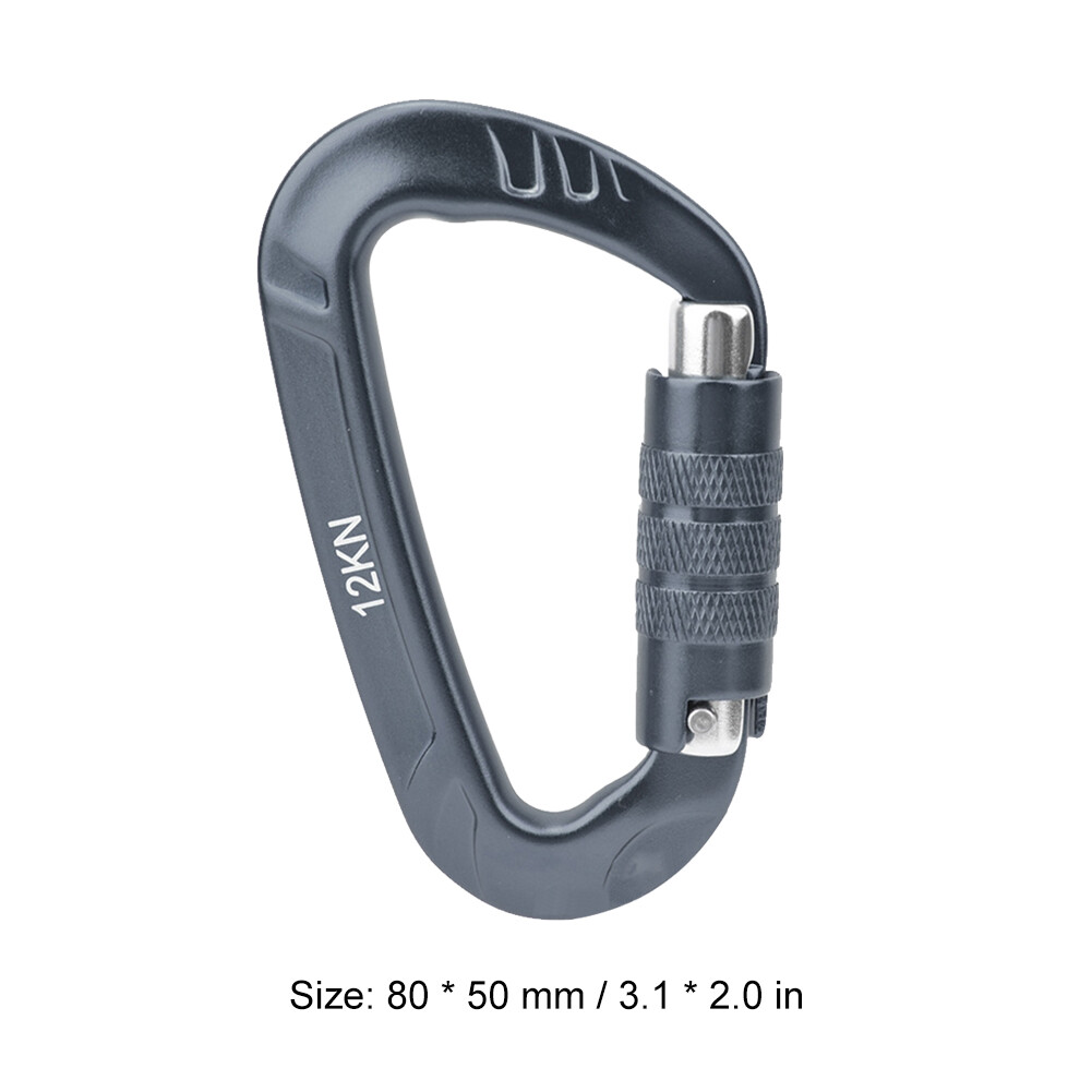 12KN D Shaped Small Carabiners Aluminum Alloy Camping Accessories (Grey ...