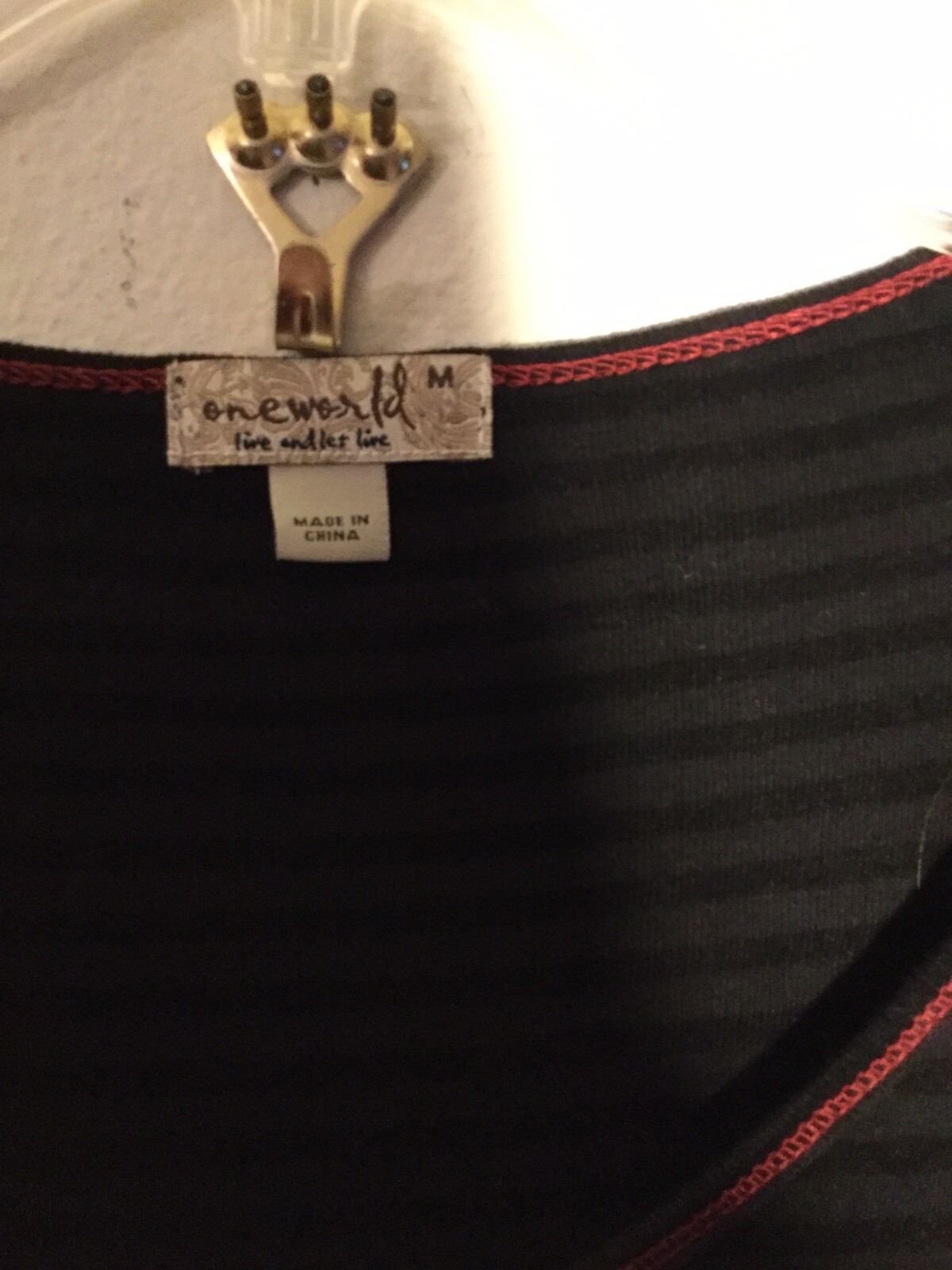 ️ One World Live and Let Live V Neck Christmas Embellished Print Tunic ...