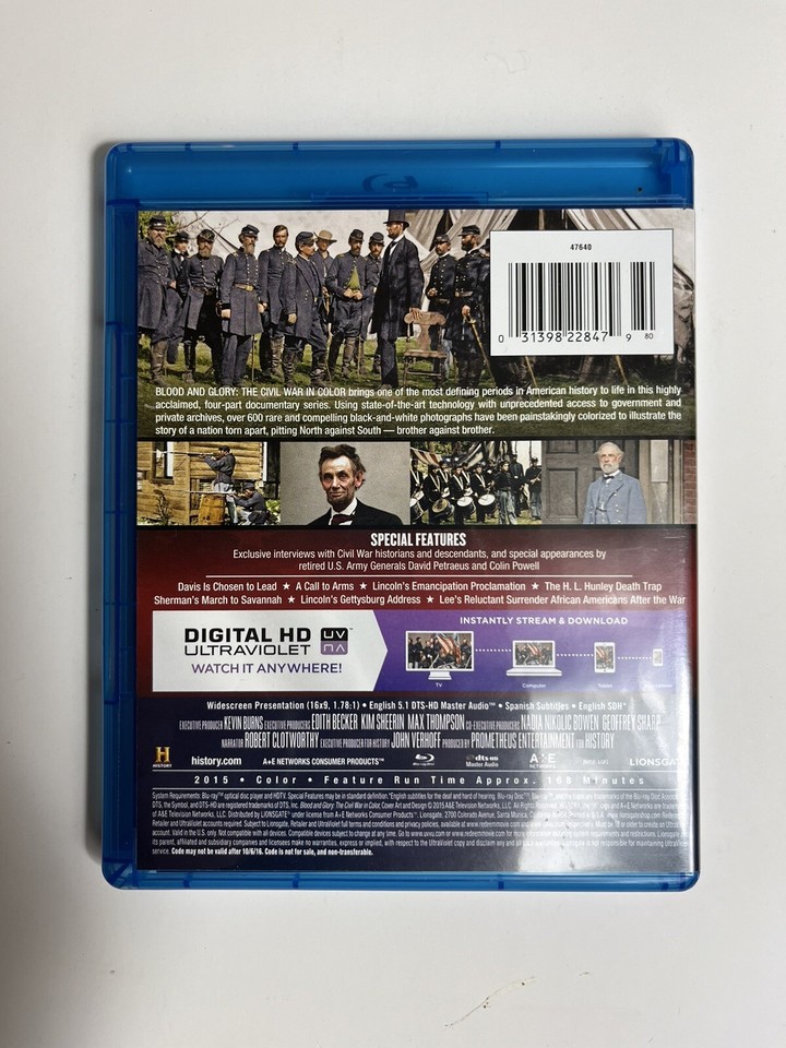 Blood And Glory: The Civil War In Color (Blu-ray Digital HD, 2015 ...