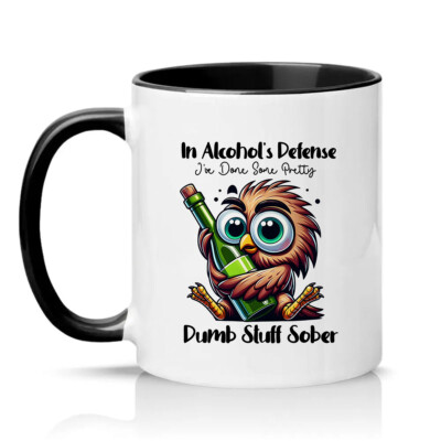 In Alcohols Defense Owl Funny Alcohol Humor Coffee Mug 11oz Gift | eBay UK