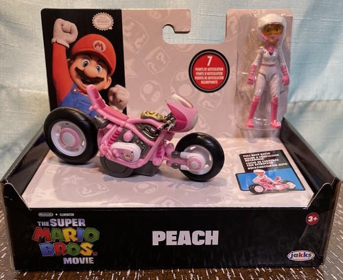 NEW Super Mario Bros Movie PRINCESS PEACH Figure & Pull Back Racer Kart ...
