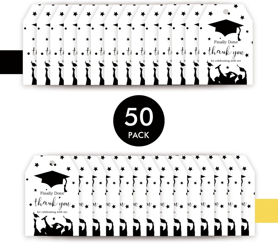 50Pcs Graduation Thank You Tags, Congrats Grad Gift Tag with String for ...
