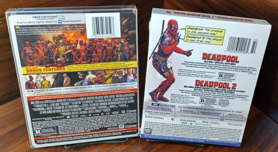 Deadpool 2 Movies 4K +Deadpool & Wolverine 4K Steelbook-w/PROTECTIVE ...