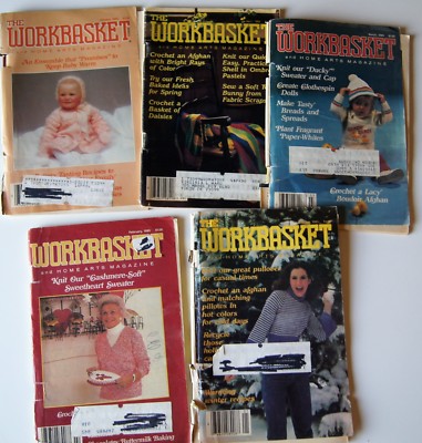 Vintage 85-86 WORKBASKET MAGAZINE Crochet Knitting Recipe Sew Quilt 5 ...