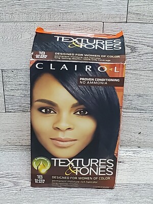 Clairol Textures & Tones Hair Dye Permanent Hair Color Creme, 1B Silken ...