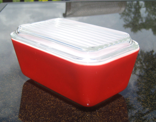 Vintage Pyrex Red Frienship (?) Refrigerator Dish & Cover 0502 - 1 1/2 ...