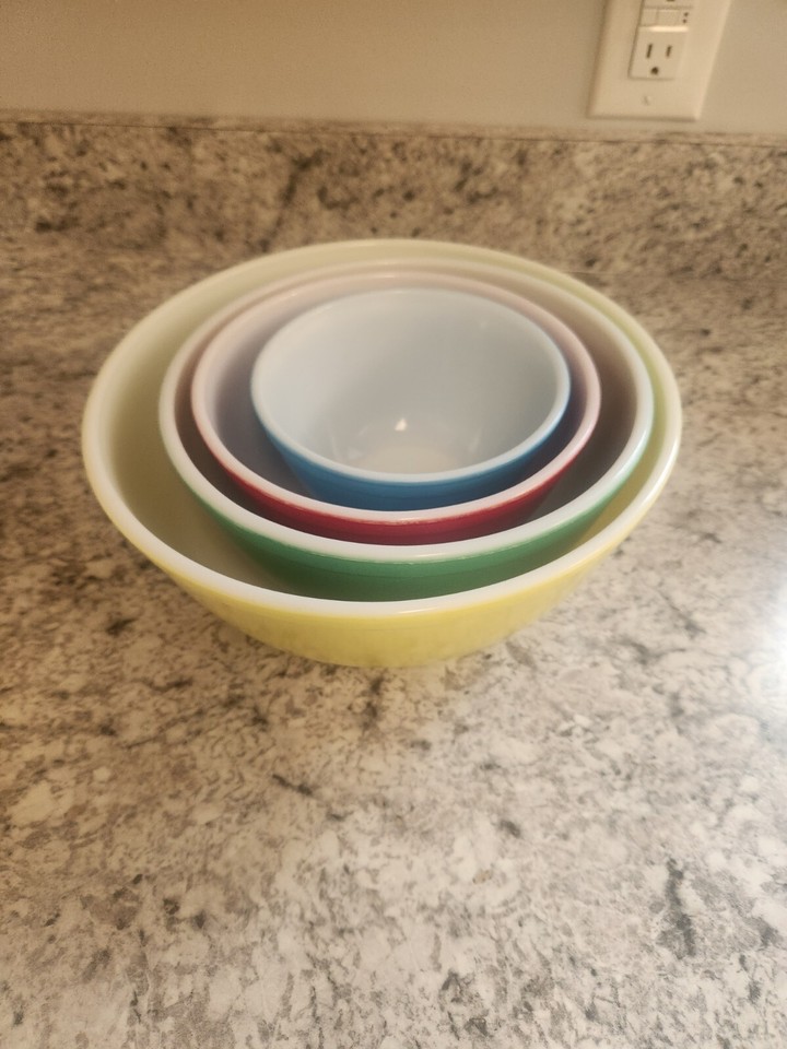 Vintage Pyrex Primary Colors Mixing Bowl Set 4pc Nesting Bowls 1960s | eBay
