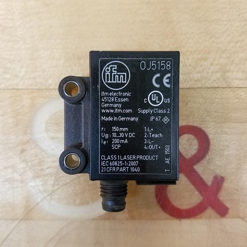 IFM OJ5158 Laser Diffuse Reflection Sensor, 10-30VDC, 200mA, 150mm ...